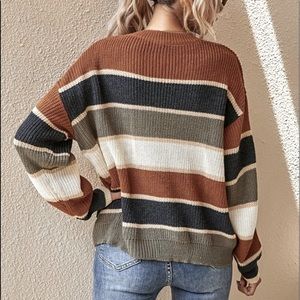 SHEIN | Sweaters | Striped Pattern Oversized Sweater | Poshmark